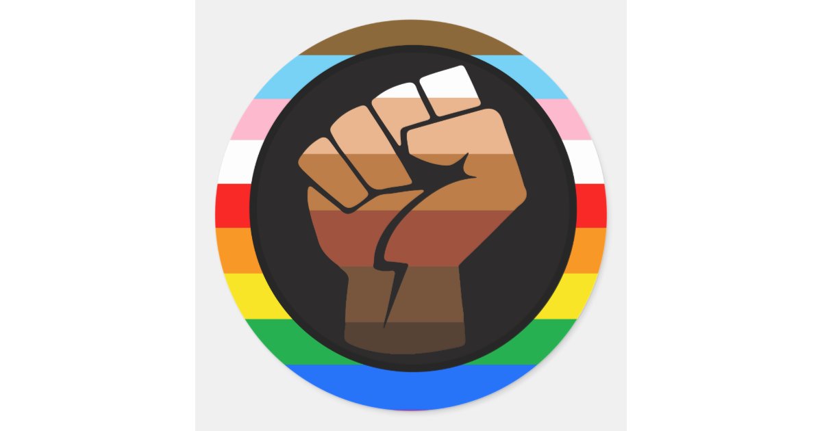 LGBTQ+ Progress POC Pride Flag Classic Round Sticker | Zazzle