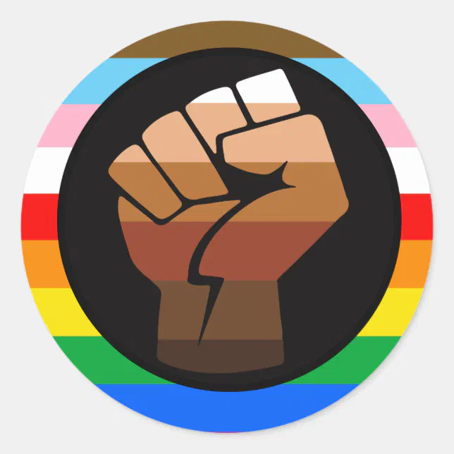 LGBTQ+ Progress POC Pride Flag Classic Round Sticker | Zazzle