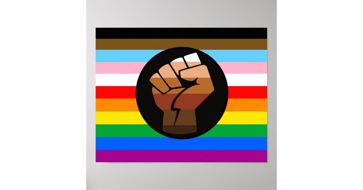 LGBTQ+ Progress POC Pride Flag Poster | Zazzle.com