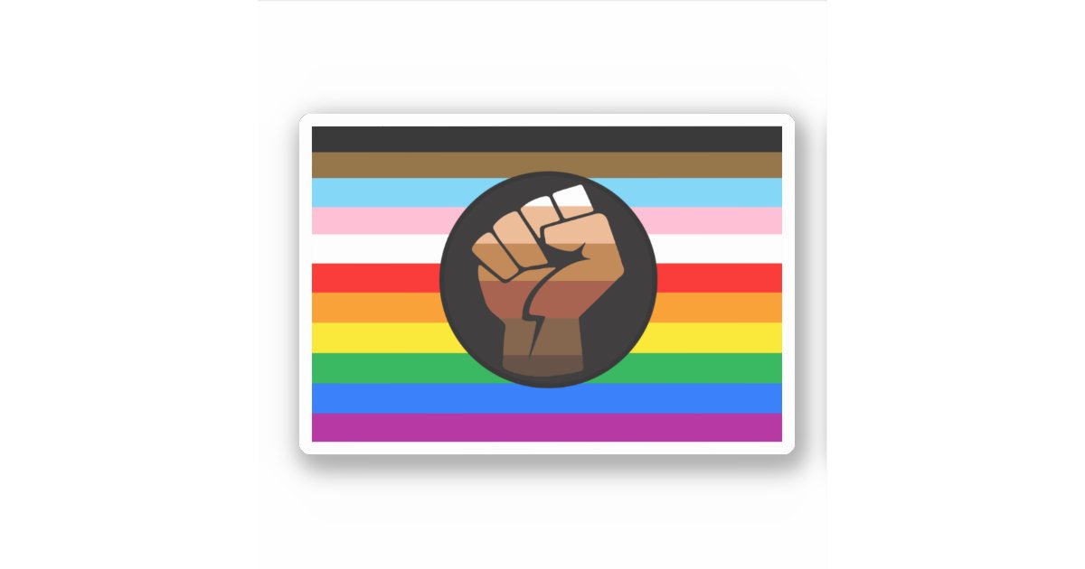 LGBTQ+ Progress POC Pride Flag Sticker | Zazzle