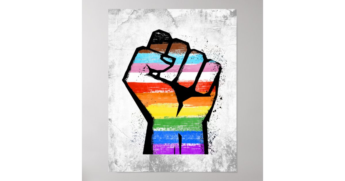 LGBTQ PROGRESS PRIDE FIST POSTER | Zazzle