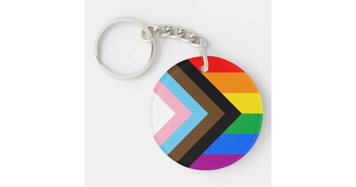 LGBTQ+ Progress Pride Flag Keychain | Zazzle