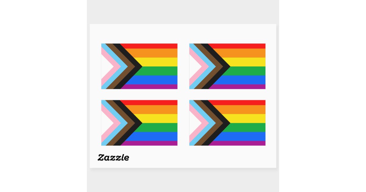 LGBTQ+ Progress Pride Flag Rectangular Sticker | Zazzle