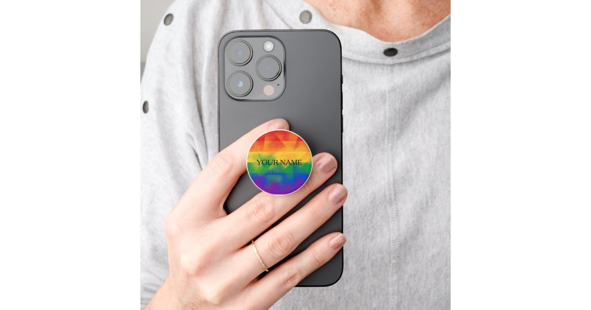 LGBTQ Rainbow Flag Colors Custom Name PopSocket | Zazzle