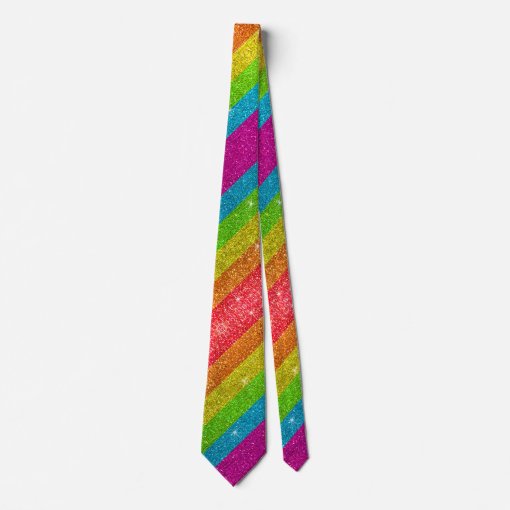 LGBTQ Rainbow Glitter Stipes Gay Pride Sparkles Neck Tie | Zazzle