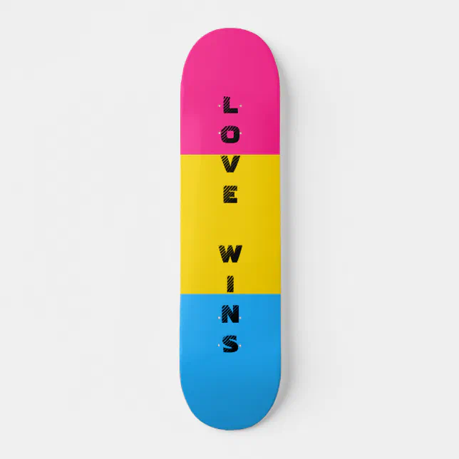 LGBTQ Rainbow Pansexual Pride Flag Custom Text Skateboard | Zazzle