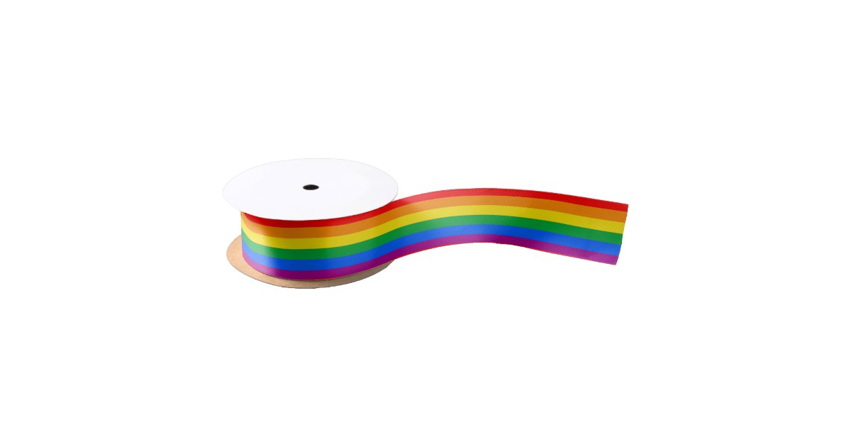 LGBTQ+ Rainbow Pride Flag Satin Ribbon | Zazzle