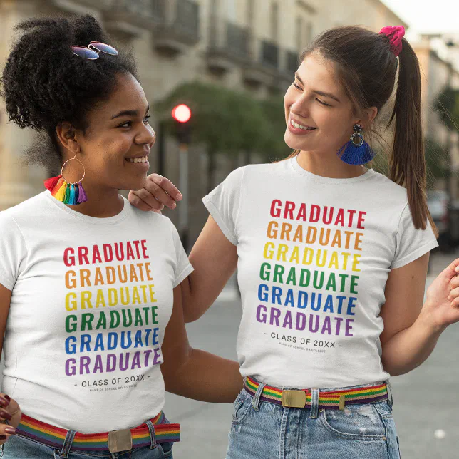 LGBTQ Rainbow Pride Graduate T-Shirt | Zazzle