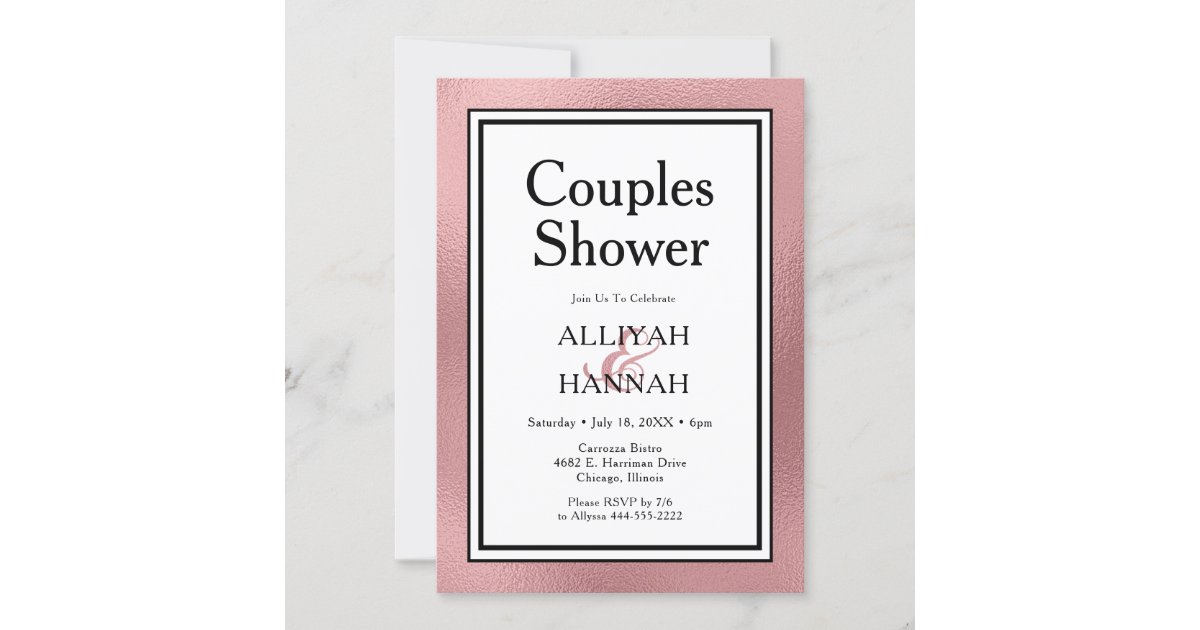 LGBTQ Rose Gold Modern Couples Shower Invitation | Zazzle