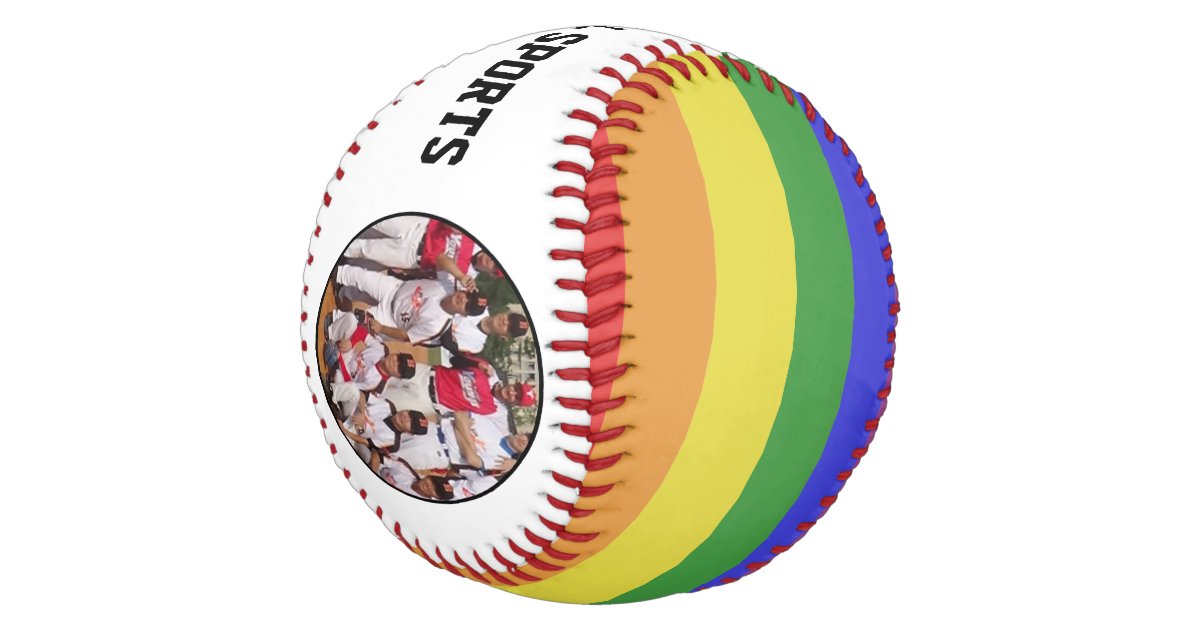 LGBTQ Team Photo and Logo Rainbow Softball | Zazzle