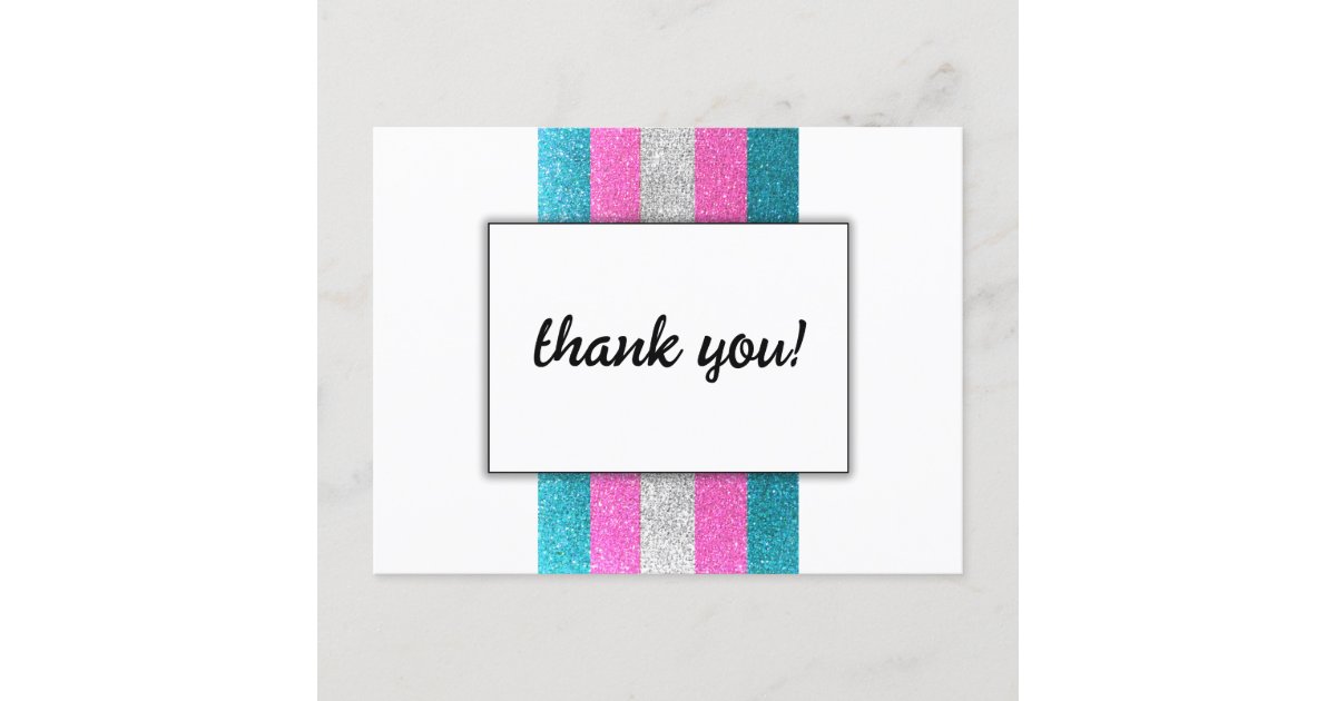 LGBTQ Trans Chic Modern White Wedding Glitter Postcard | Zazzle
