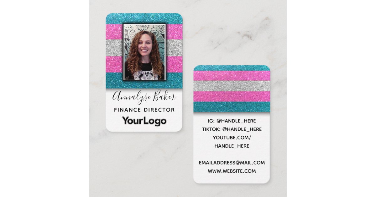 LGBTQ Transgender Glitter Professional Logo Photo Business Card | Zazzle