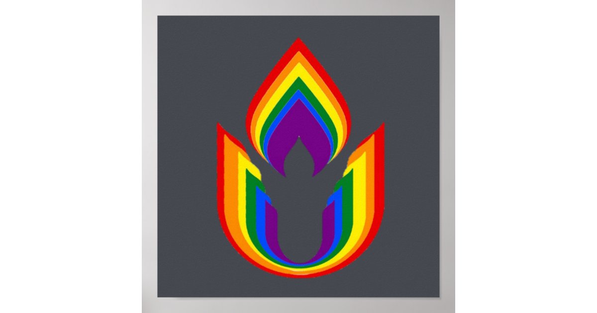 LGBTQ Unitarian Universalism flaming chalice Poster | Zazzle