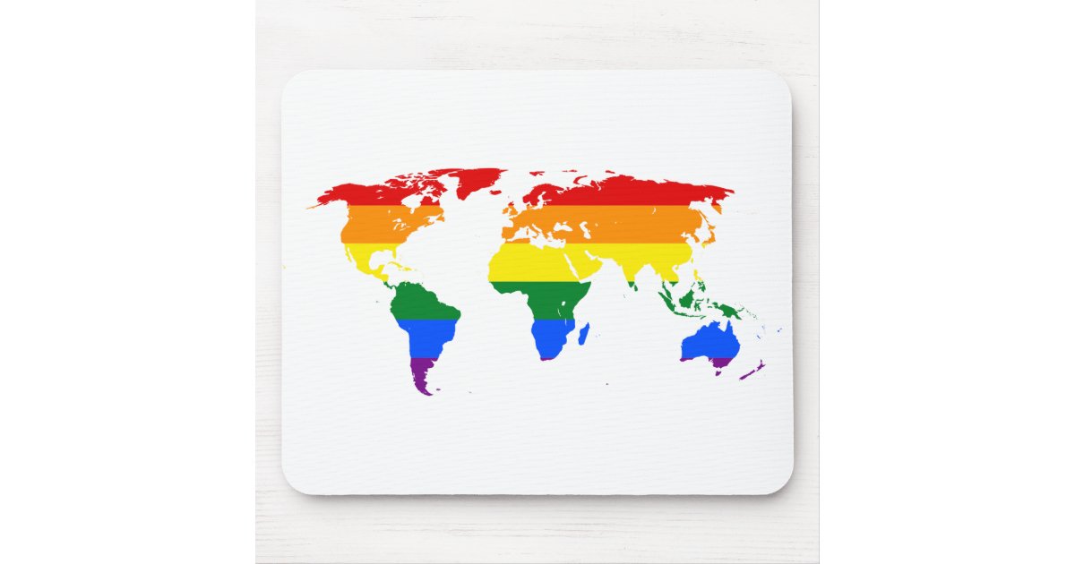 LGBTQ World Map Rainbow Mouse Pad | Zazzle