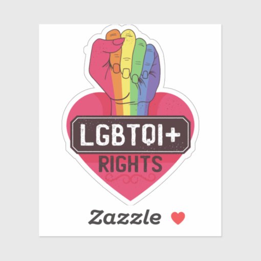 LGBTQI Rights Rainbow Flag Fist Pride March Sticker | Zazzle