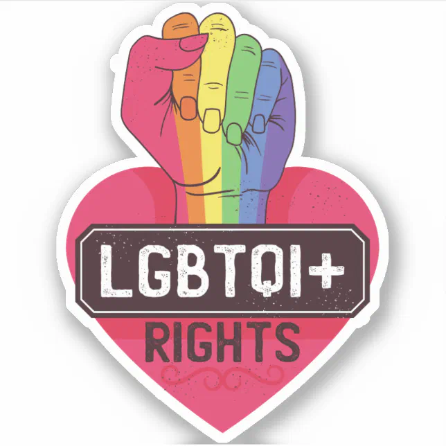 LGBTQI Rights Rainbow Flag Fist Pride March Sticker | Zazzle
