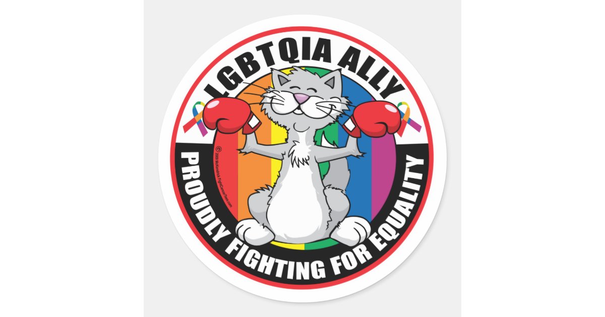 LGBTQIA Ally Cat Classic Round Sticker | Zazzle