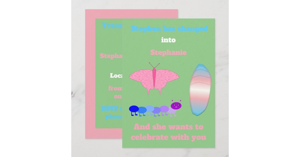 LGBTQIA Transgender Pride Caterpillar to Butterfly Invitation | Zazzle