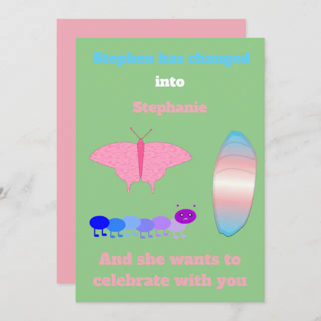 LGBTQIA Transgender Pride Caterpillar to Butterfly Invitation | Zazzle