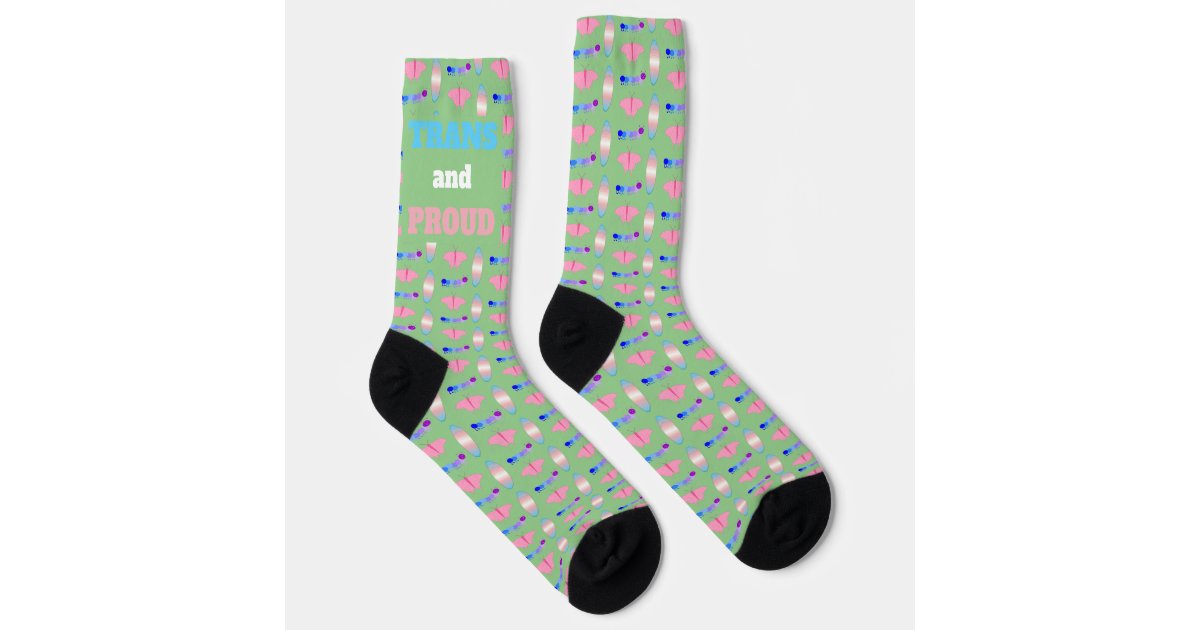 LGBTQIA Transgender Pride Caterpillar to Butterfly Socks | Zazzle