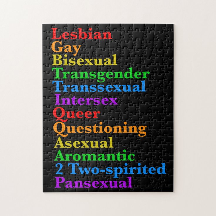 LGBTTIQQAA2P Pride Diversity Rainbow LGBTQ Acronym Jigsaw Puzzle | Zazzle