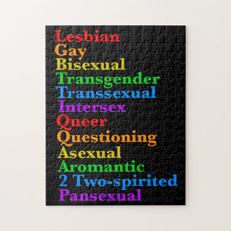 LGBTTIQQAA2P Pride Diversity Rainbow LGBTQ Acronym Jigsaw Puzzle | Zazzle