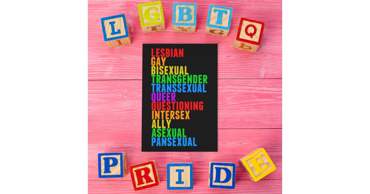 LGBTTQQIAAP Pride Diversity Rainbow Acrostic Postcard | Zazzle