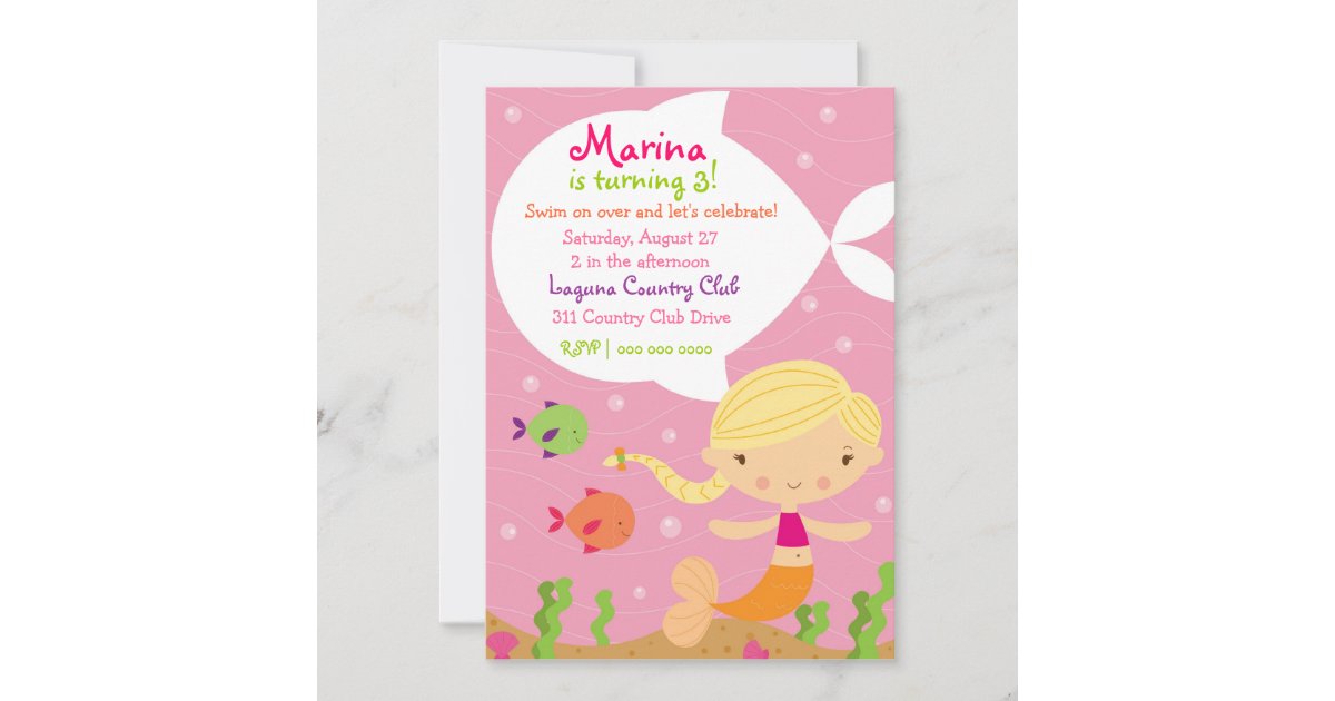 LGC | The Merry Mermaid | Blonde Invitation | Zazzle