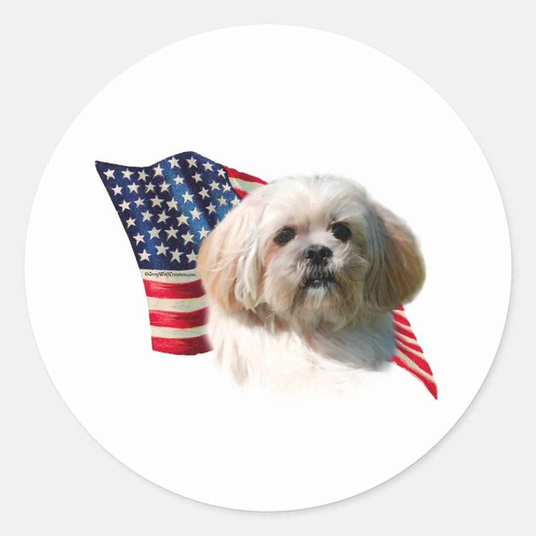 Lhasa Apso Flag Classic Round Sticker | Zazzle