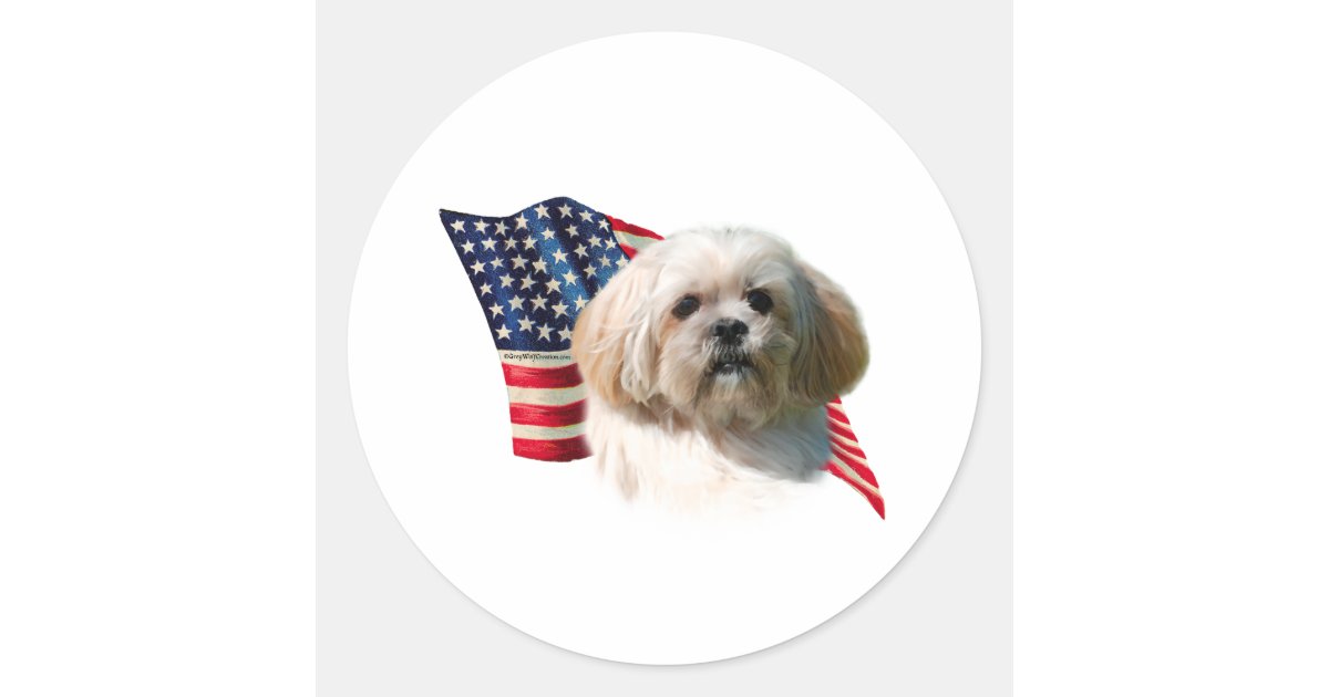 Lhasa Apso Flag Classic Round Sticker | Zazzle
