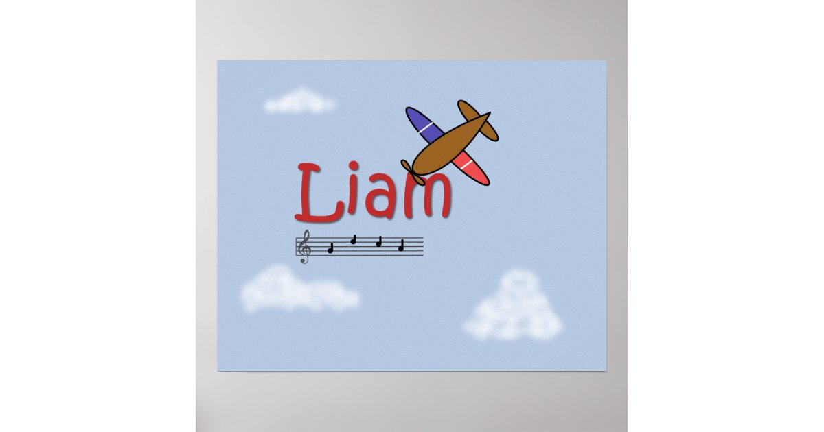Liam Airplane Name Poster | Zazzle