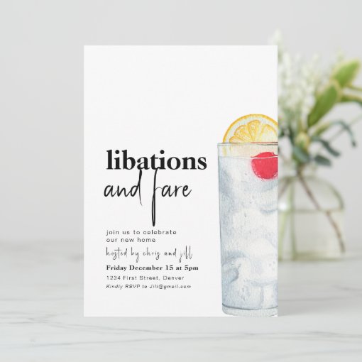 Libations and Fare Dinner Party Invitation | Zazzle