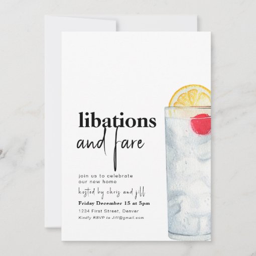 Libations and Fare Dinner Party Invitation | Zazzle