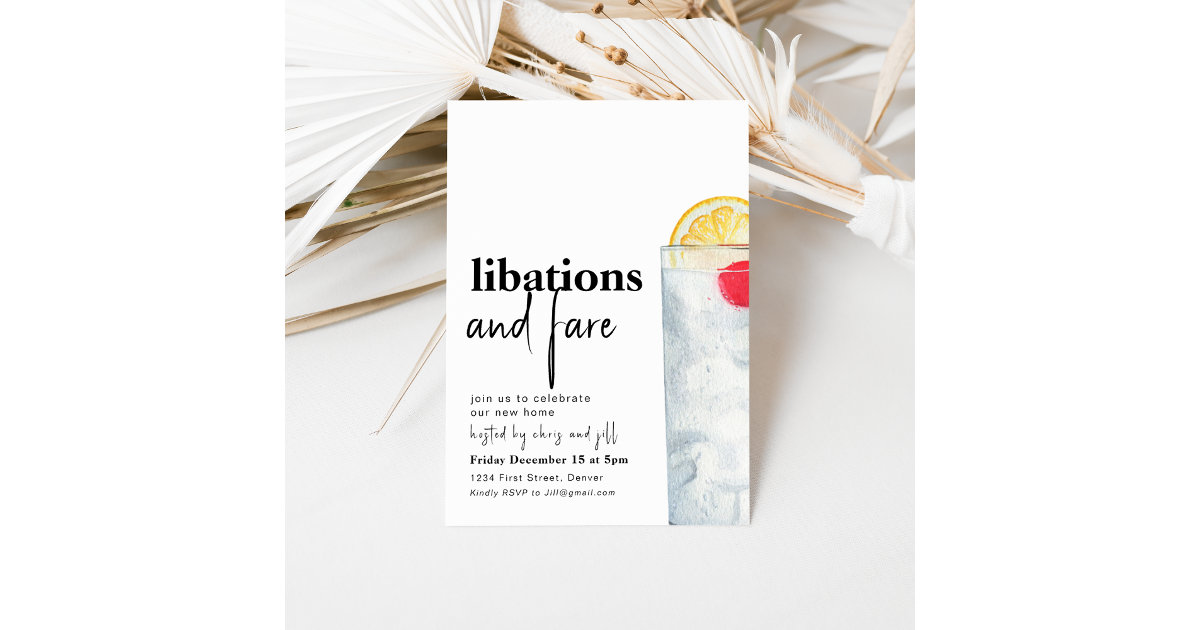 Libations and Fare Dinner Party Invitation | Zazzle