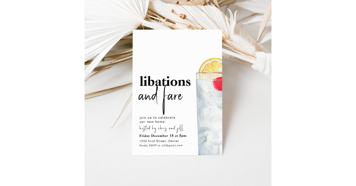 Libations and Fare Dinner Party Invitation | Zazzle