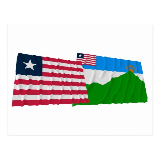 Liberia and Grand Gedeh County Waving Flags Postcard | Zazzle