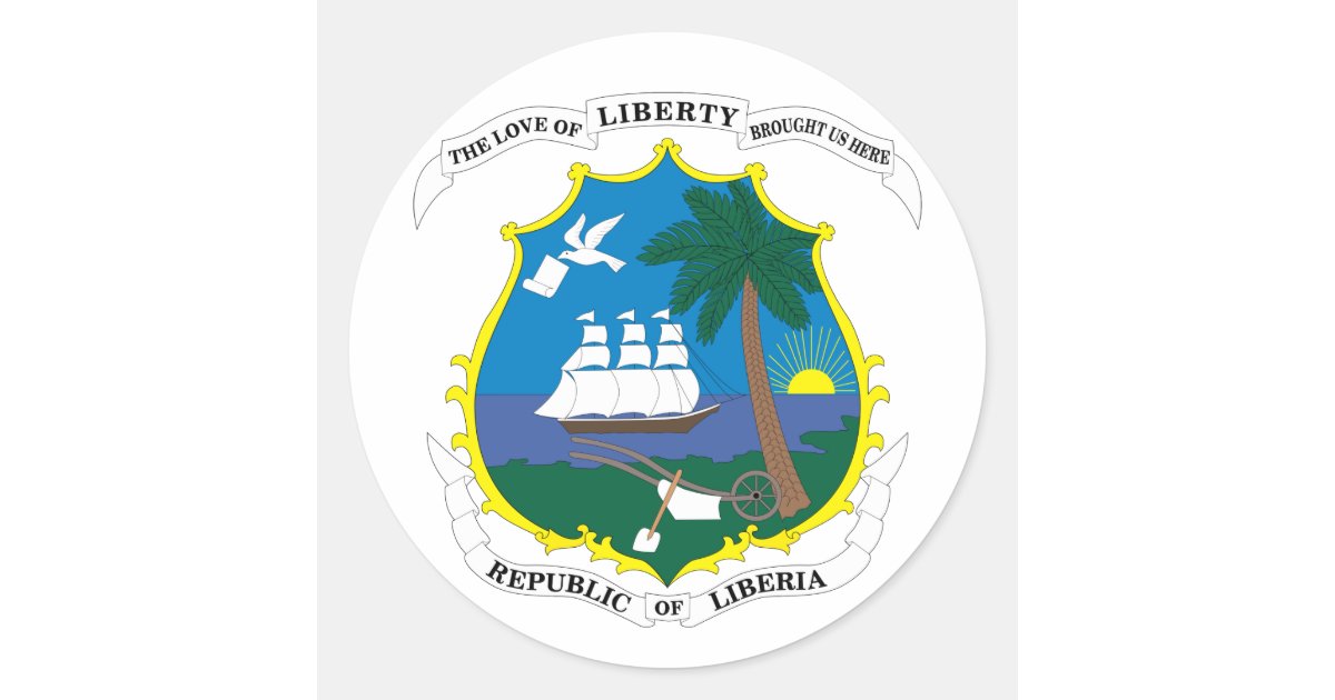 liberia emblem classic round sticker | Zazzle