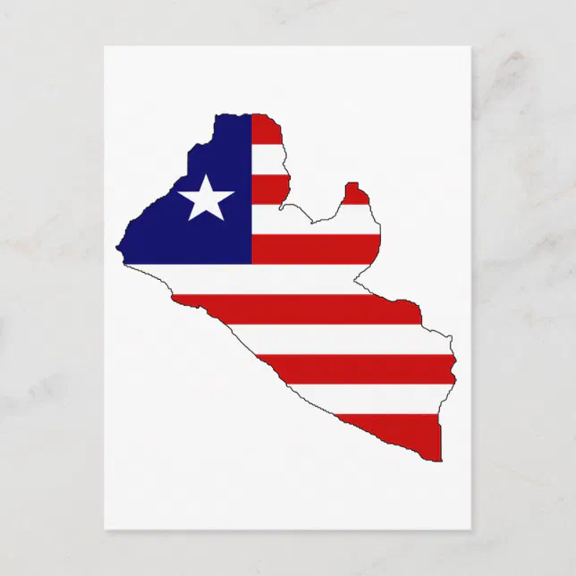 Liberia flag map postcard | Zazzle