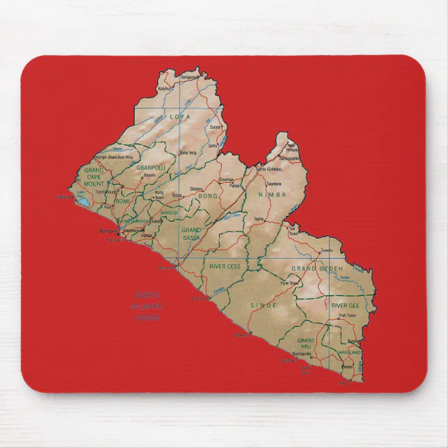 Liberia Map Mousepad | Zazzle
