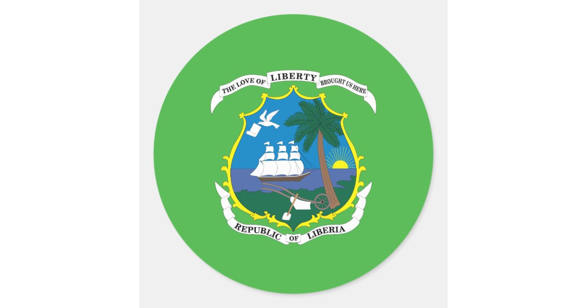 Liberian coat of arms classic round sticker | Zazzle