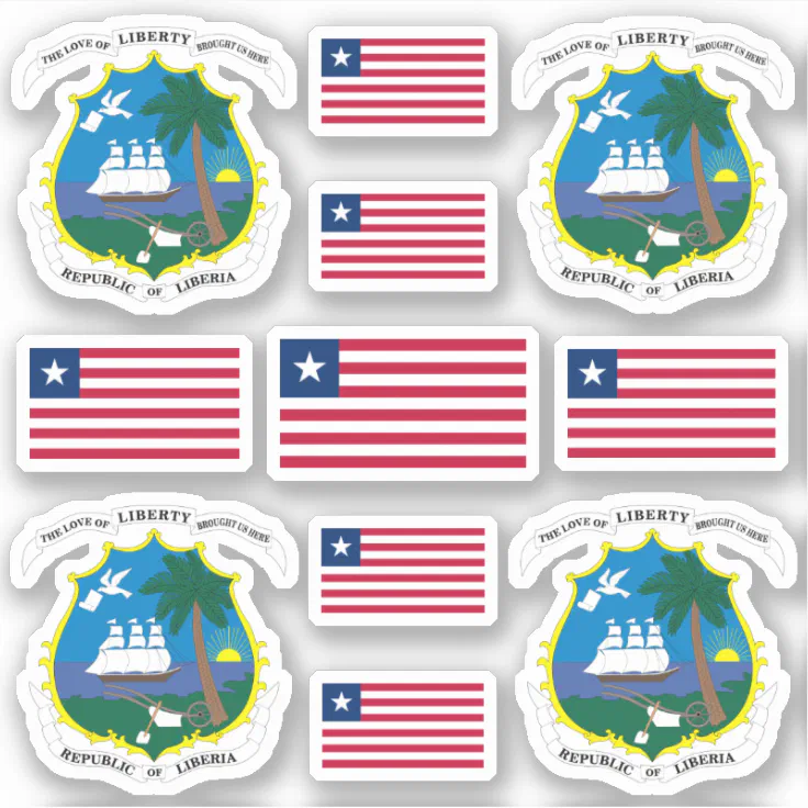 Liberian national symbols /Coat of arms and flag Sticker | Zazzle