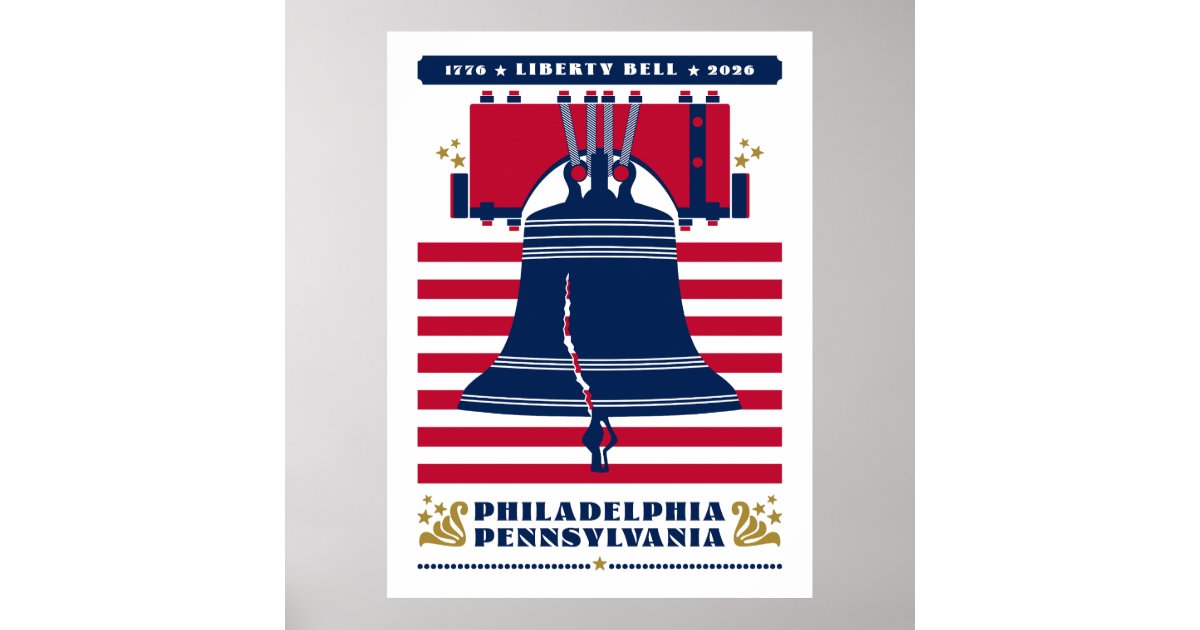Liberty Bell Philadelphia Pennsylvania Stripes Poster | Zazzle