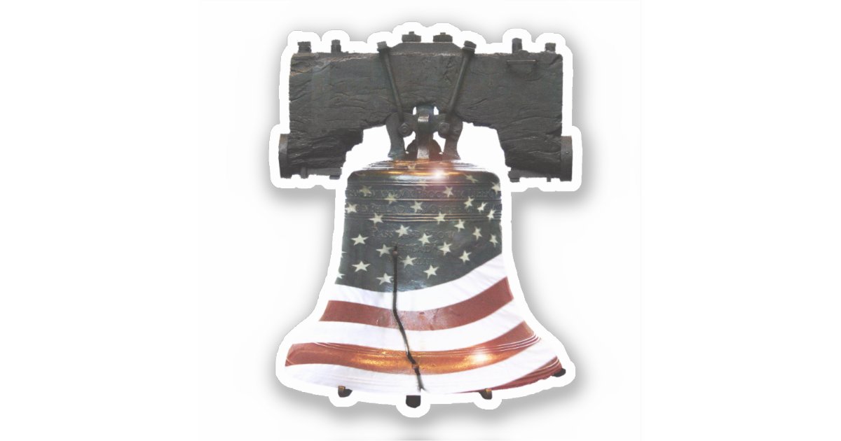 Liberty Bell with American Flag Sticker | Zazzle