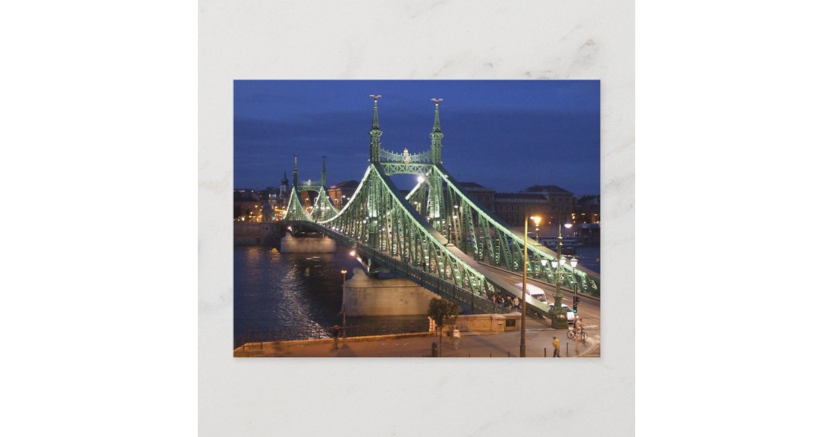 Liberty Bridge by night Postcard | Zazzle