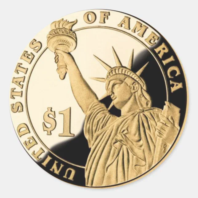 Liberty Dollar Coin Classic Round Sticker | Zazzle