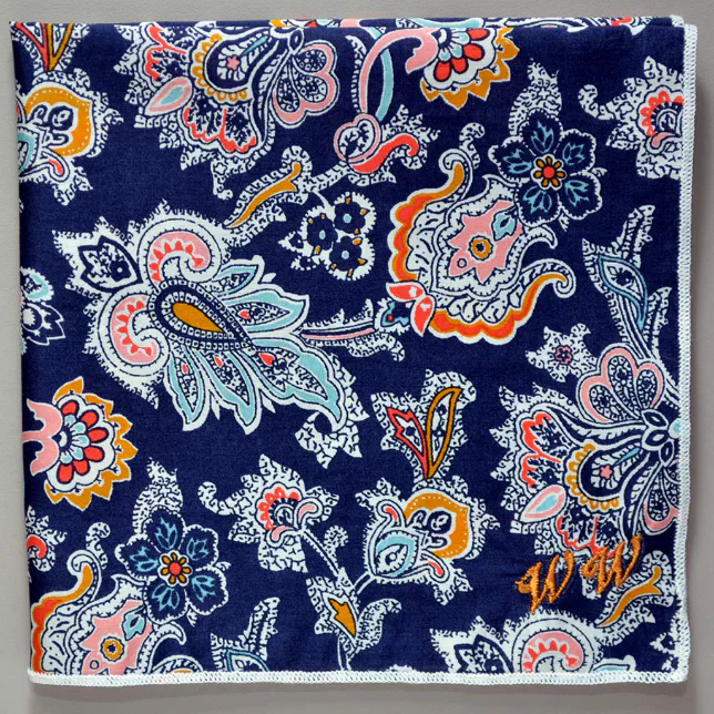 Liberty Royal Paisley Monogram Linen Pocket Square | Zazzle