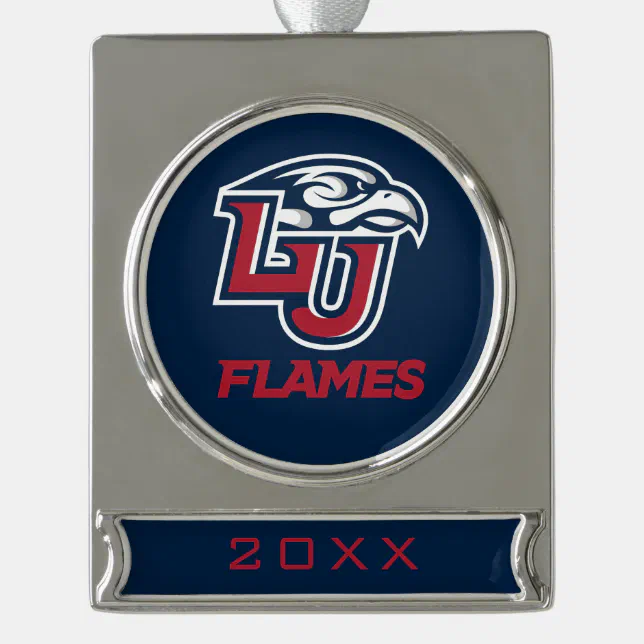 Liberty University Primary Logo Silver Plated Banner Ornament | Zazzle