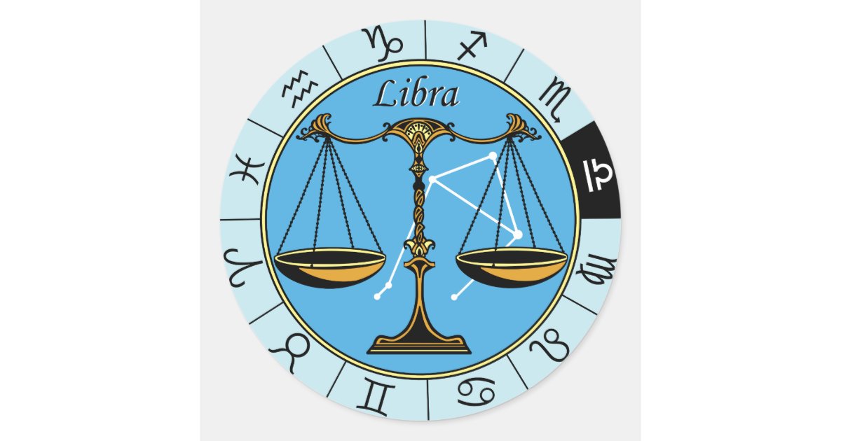libra astrological zodiac sign classic round sticker | Zazzle