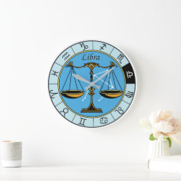 libra astrological zodiac sign large clock | Zazzle