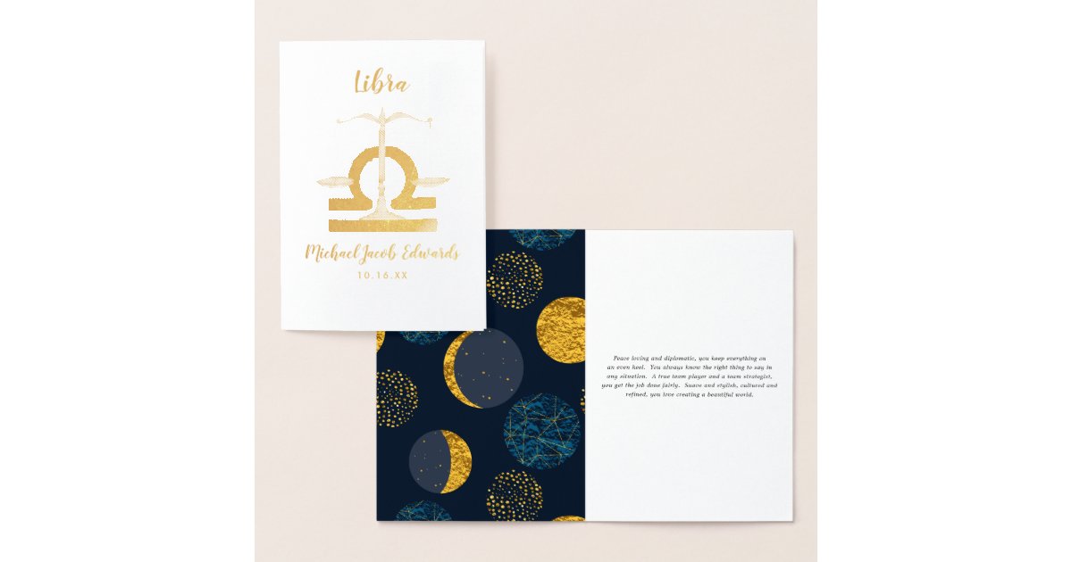 Libra Astrology | Personalized Zodiac Sign Foil Card | Zazzle